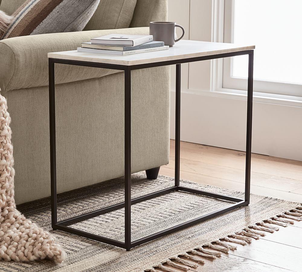 Delaney Rectangular Marble Side Table 71 cm Pottery Barn Australia